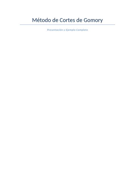 Metodo Cortes Gomory Pro Pdf Optimización Matemática Ciencia Computacional
