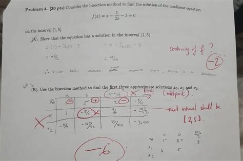 Solved Problem Pts Consider The Bisection Method To Chegg