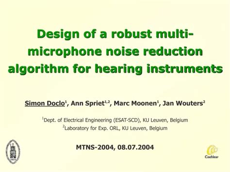 ppt design of a robust multi microphone noise reduction algorithm for