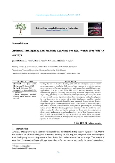 PDF Artificial Intelligence And Machine Learning For Real World Problems A Survey