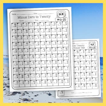 Subtraction Timed Tests WORKSHEETS By Learning Is A Will Not A Gift