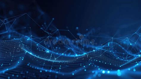 Abstract Blue Digital Network Background With Lines And Nodes Tech Aig55 Stock Illustration