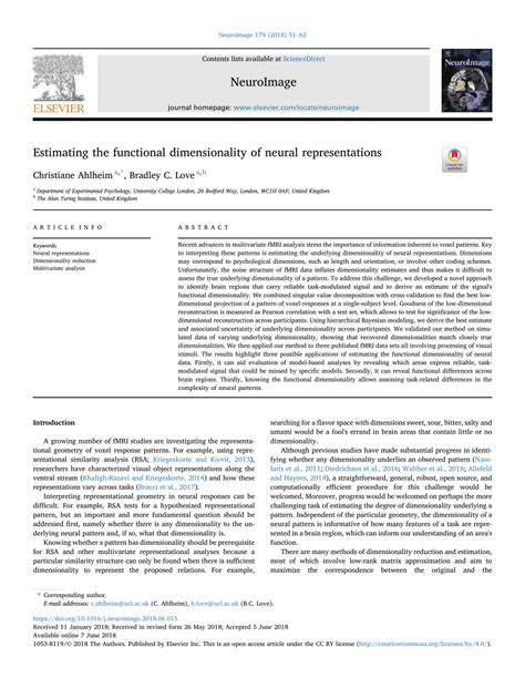 Pdf Estimating The Functional Dimensionality Of Neural Representations