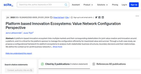 Platform Based Innovation Ecosystems Value Network Configuration