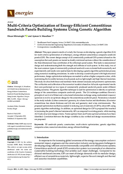 Pdf Multi Criteria Optimization Of Energy Efficient Cementitious