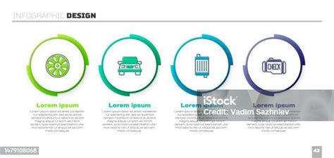 자동차 자동차 라디에이터 냉각 시스템 및 체크 엔진용 알로이 휠을 설정합니다 비즈니스 인포그래픽 템플릿입니다 벡터 경계 표지에 대한 스톡 벡터 아트 및 기타 이미지 Istock