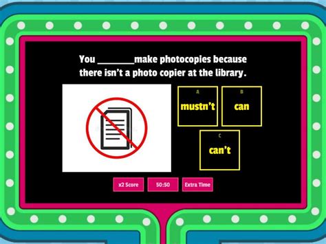 Must Mustnt Can Cant Library Rules Gameshow Quiz