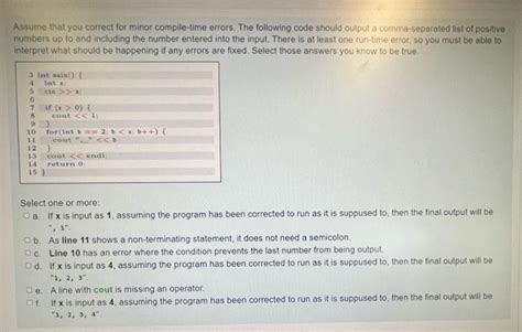 Solved Assume That You Correct For Minor Compile Time