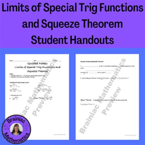Limits Of Special Trig Functions And Squeeze Sandwich Theorem Guided