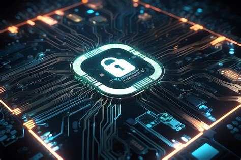 Premium Photo Cybersecurity Concept On Glowing Circuit Board