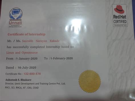 Saurabh Kakade On Linkedin Redhat Internship2020
