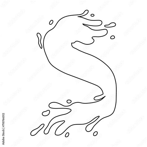 Water And Juice Splash Liquide One Line Stroke Outline Vector