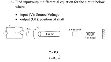 Solved 6 Find Inputoutput Differential Equation For The