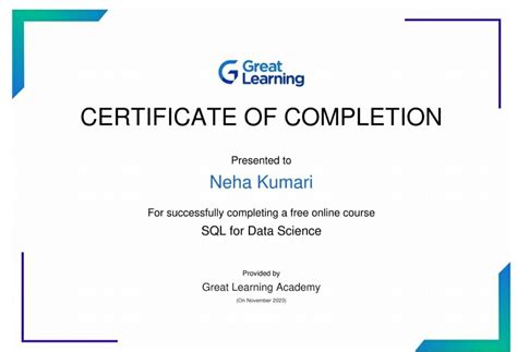 completed sql for data science course neha kumari posted on the