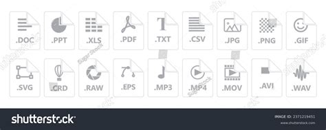 Simple File Type Icon Set Popular Files Format Royalty Free Stock Vector Avopix Com