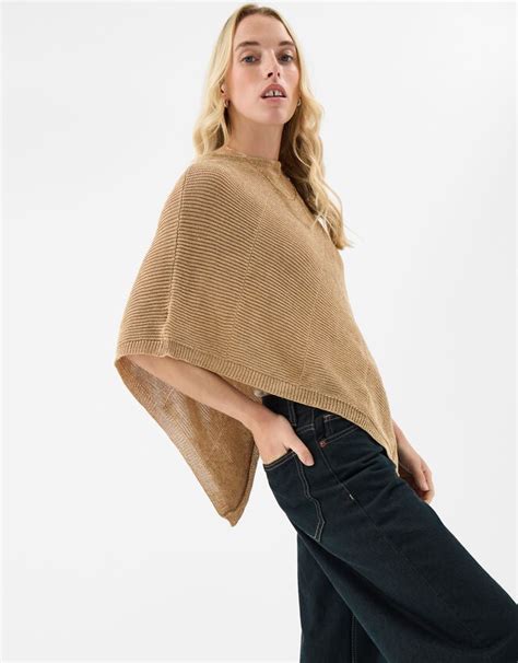 Sparkle Knit Poncho Gold Scarves Accessorize Global