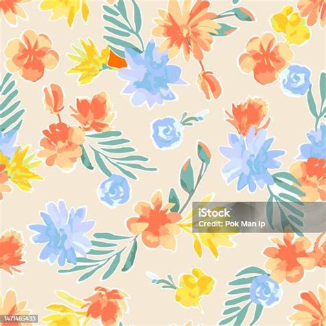 벡터 복고풍 빈티지 축제 추상 봄 또는 여름 꽃 원활한 표면 패턴 제품 직물 또는 포장지 인쇄 0명에 대한 스톡 벡터 아트 및 기타 이미지 Istock