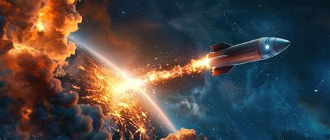 Premium Photo Rocket Entering Atmosphere With Fiery Trail A Rocket Ship Reenters Earth39s