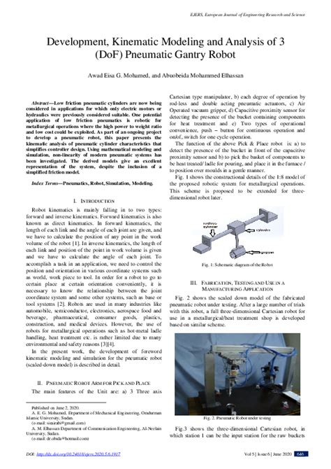 Pdf Development Kinematic Modeling And Analysis Of 3 Dof Pneumatic Gantry Robot