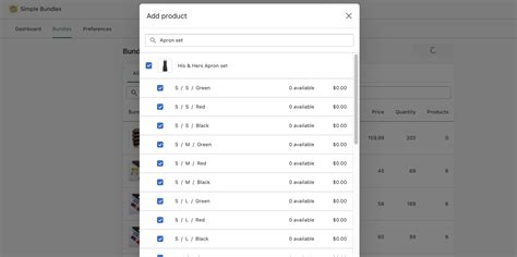 Example Creating A Bundle With Size And Colour Options Simple