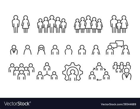 People group line icons persons avatar Royalty Free Vector
