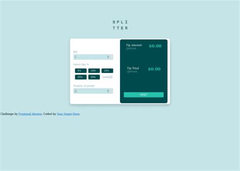 Frontend Mentor Tip Calculator Using Html Css And Javascript Coding Challenge Solution