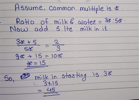 Ratio Of Milk And Water In A Mixture Is 3 5 This Ratio Becomes 2 3