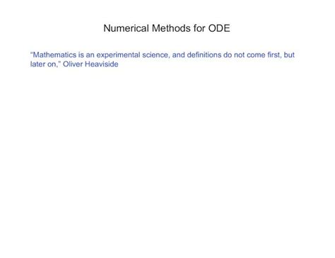 Pdf Numerical Methods For Odeeuler And Implicit Euler Methods Note
