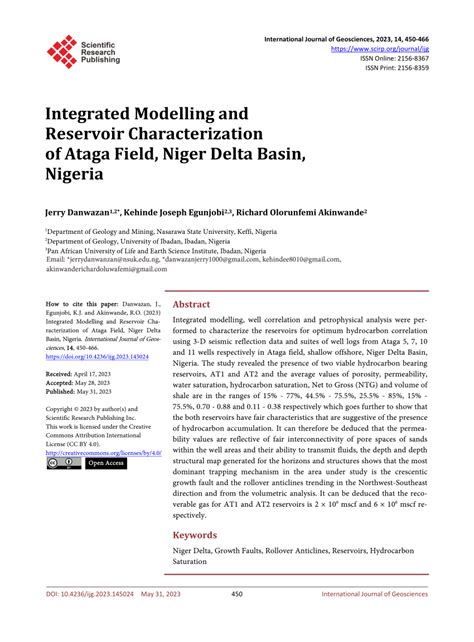 Pdf Integrated Modelling And Reservoir Characterization Of Ataga