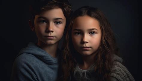 Premium Photo Two Cute Siblings A Brother And Sister Smiling For Portrait Generated By Ai