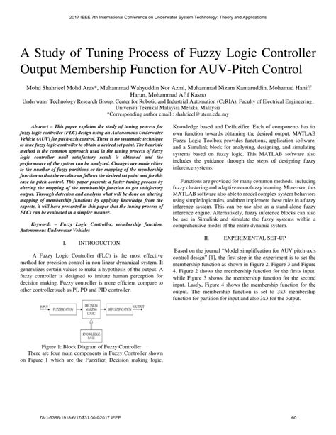 PDF A Study Of Tuning Process Of Fuzzy Logic Controller Output Membership Function For AUV