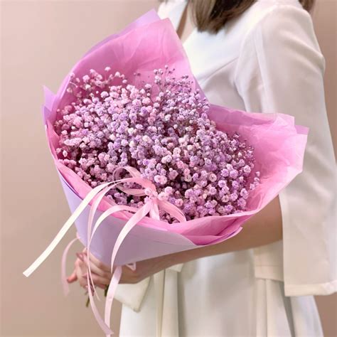 Розовая пушистая гипсофила Купить он лайн в интернет магазине цветов Цветариус Цена 3 200 руб