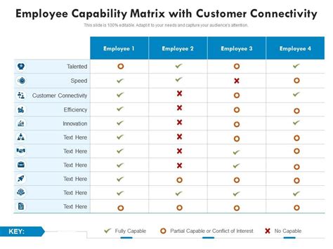 Employee Capability Matrix With Customer Connectivity Presentation Graphics Powerpoint Ppt