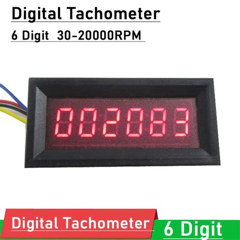 6 Digit Digital Tachometer Speed Measure Meter 30 20000rpm Led Display