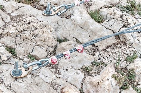 Premium Photo Fastening Of Suspension Bridge Braces Into Rock With