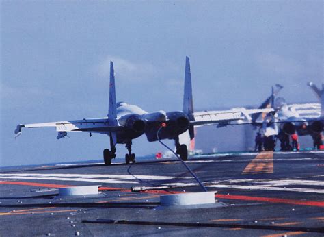 Chinese Pla Navy J 15 Catches The Wire On Aircraft Carrier Liaoning