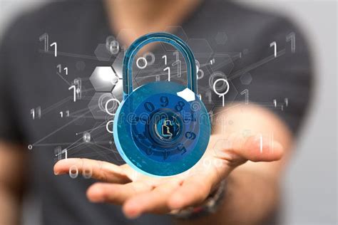 Person Presenting 3d Render Of Cybersecurity Digital Lock Symbol With