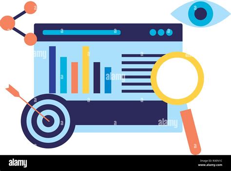Website Target Magnifying Glass Search Engine Optimization Vector Illustration Stock Vector