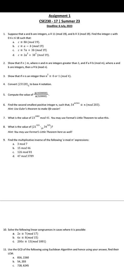 solved assignment 1 cse230 17 summer 23 deadline 6 july