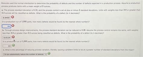 Solved Motorola Used The Normal Distribution To Determine