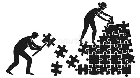 Collaborative Puzzle Solving And Business Teamwork Vector Vector