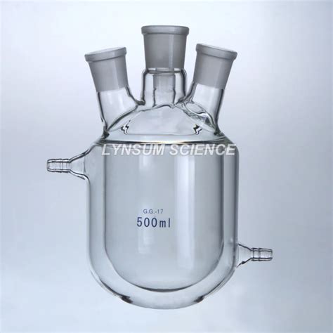 500ml Glass Jacketed Flask Reactor Vessel Round Bottom Flask Beaker Double Layer Three Necks In