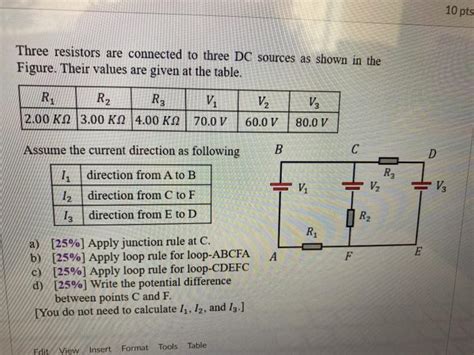 Solved Pts Three Resistors Are Connected To Three DC Chegg Com