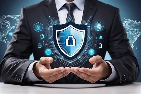 Premium Photo Businessman Shields Data Ensuring Cybersecurity And Protection
