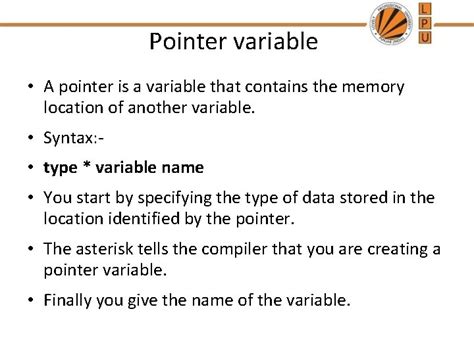 pointers variable a variable is a named memory