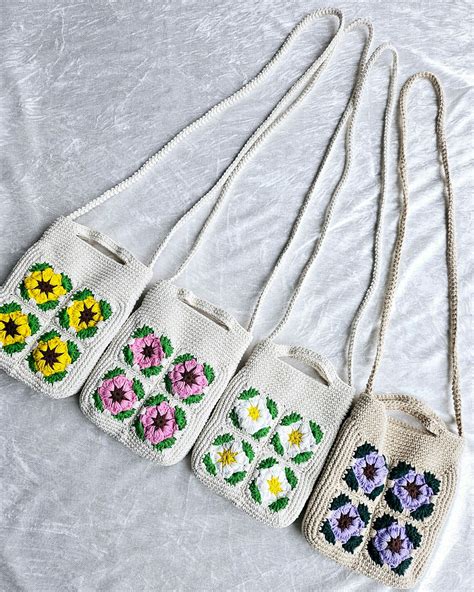 Handmade Crochet Flower Crossbody Bag Etsy Uk
