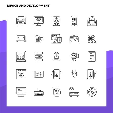 Set Of Device And Development Line Icon Set 25 Icons Vector Minimalism Style Design Black Icons