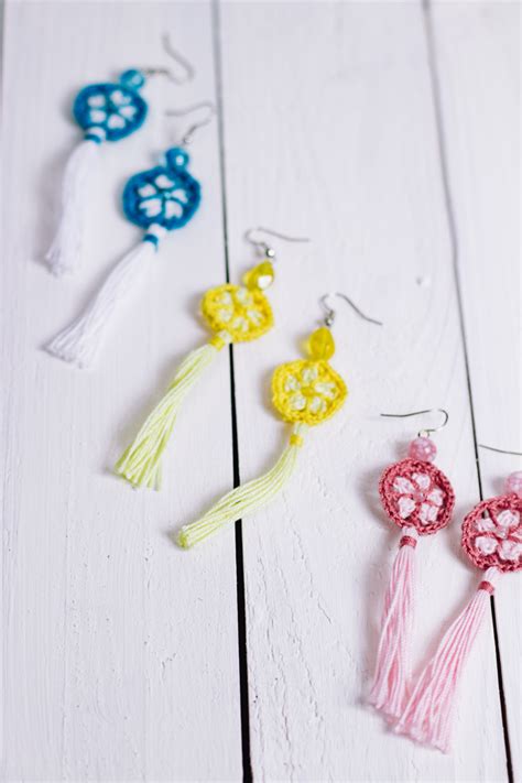 Floral Tassel Earrings I Like Crochet