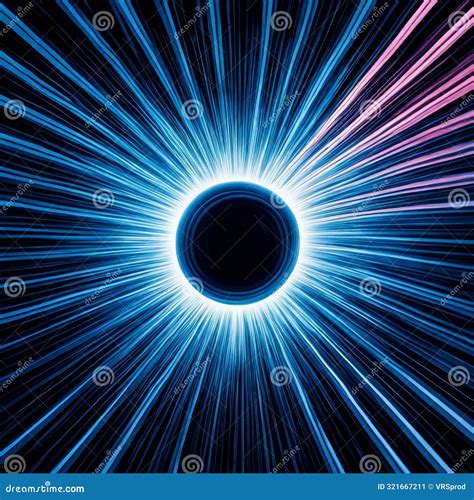 Abstract Blue Light Rays Emanating from Central Black Circle Stock Image - Image of illumination ...