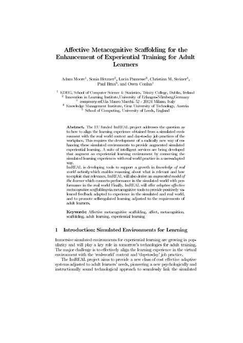 Pdf Affective Metacognitive Scaffolding For The Enhancement Of Experiential Training For Adult